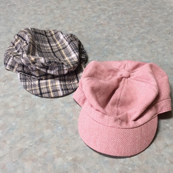 Accessories | Poor Boy Caps Plaid And Pink Tweed | Poshmark
